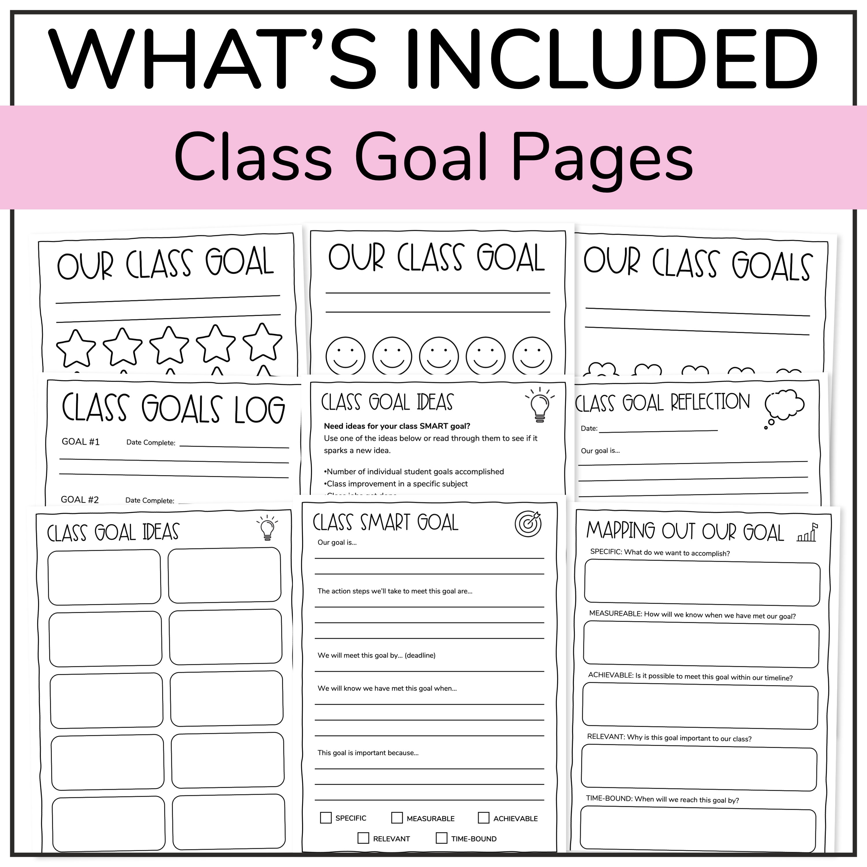 Student Goal Setting Kit: Goals Bulletin Board, Student SMART Goal ...