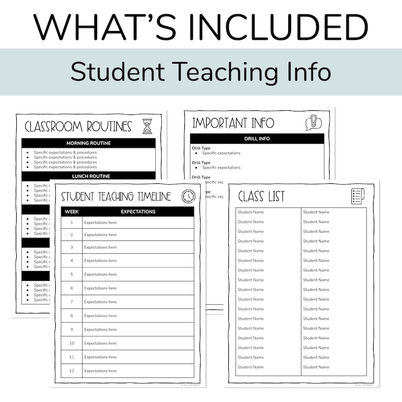 Student Teacher Binder Including Student Teacher Letter and Student ...