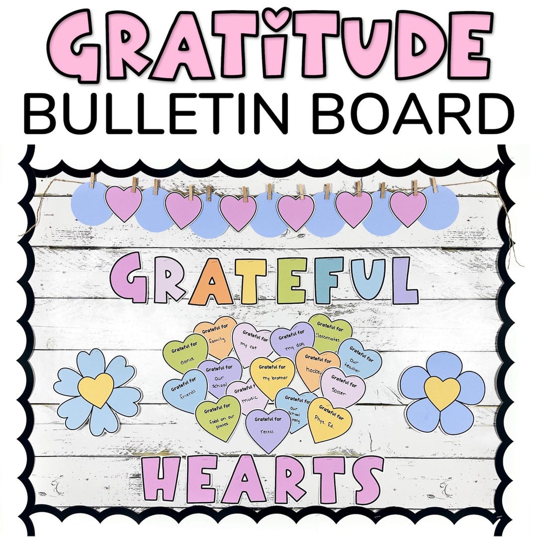 Thankful Bulletin Board, Gratitude Bulletin Board & Craft, Thanksgiving ...