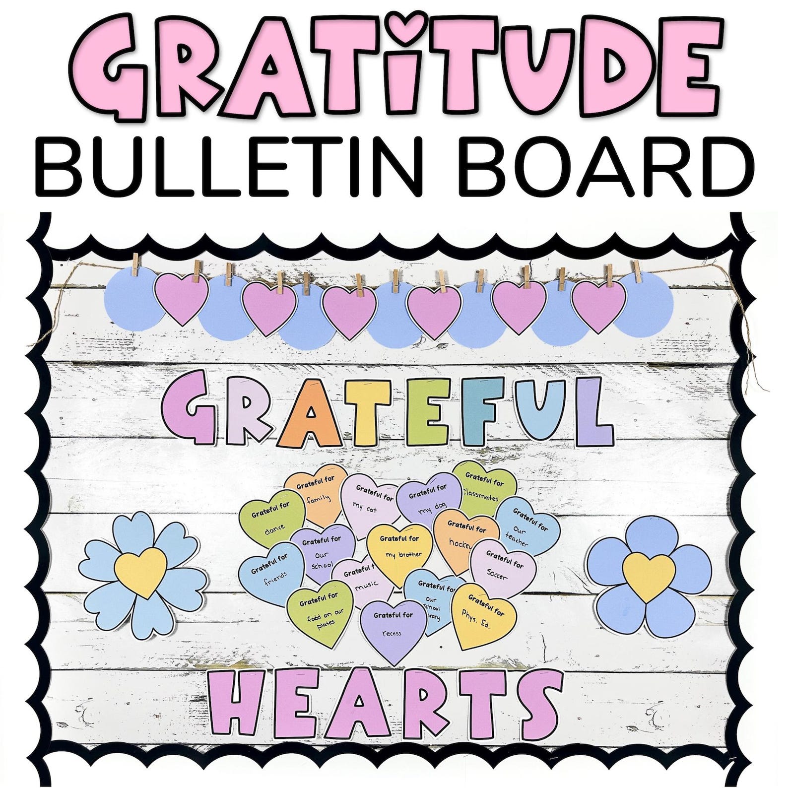 Thankful Bulletin Board, Gratitude Bulletin Board & Craft, Thanksgiving ...