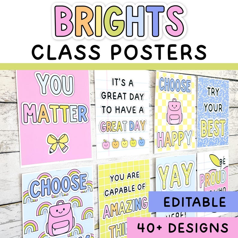Bright Classroom Posters for Bright & Composition Notebook Classroom ...