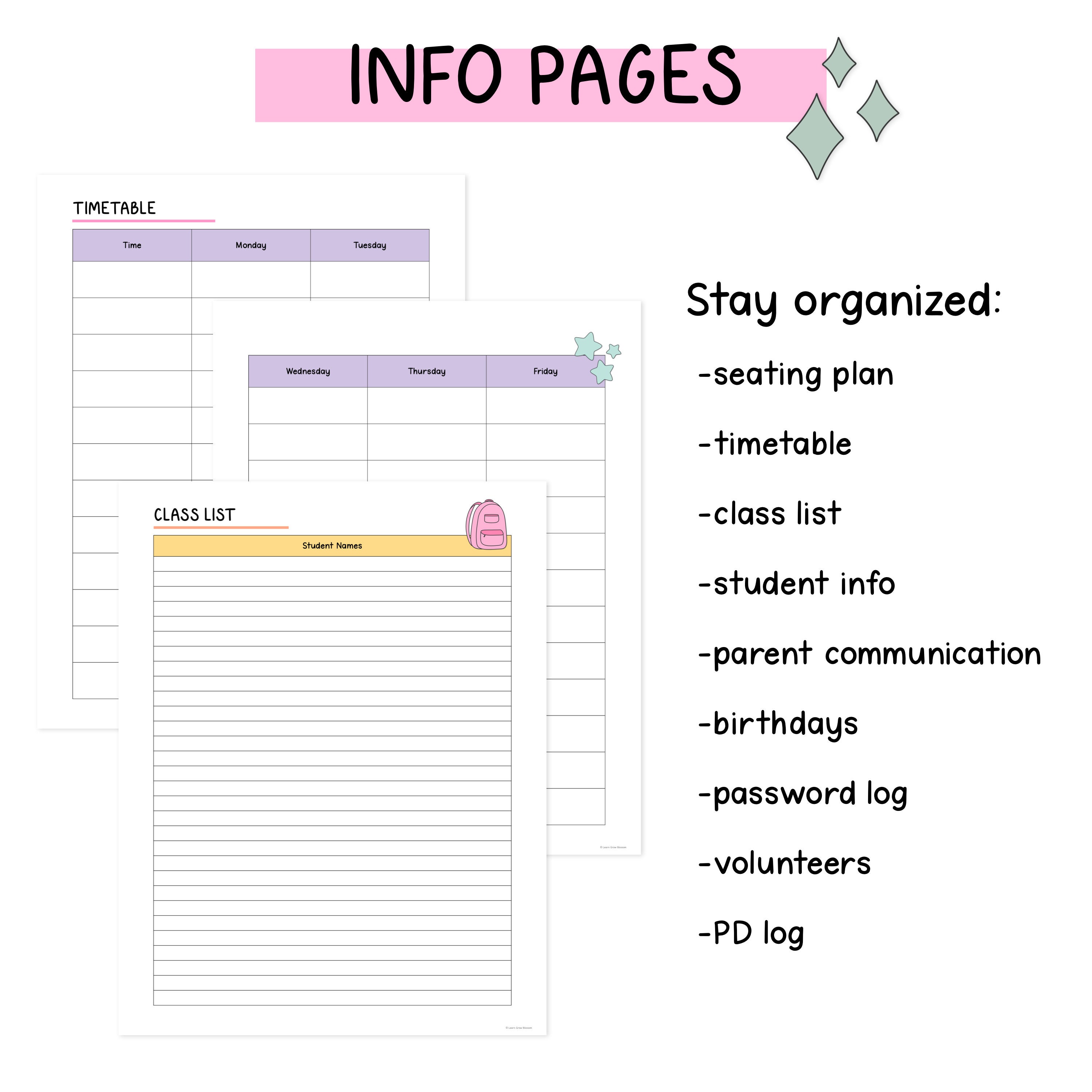 Teacher Planner Printable Undated Teacher Lesson Planner, Gradebook ...