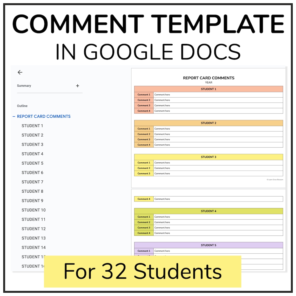 300 Report Card Comments Bank for Grades 4-6 is Fully Editable in ...