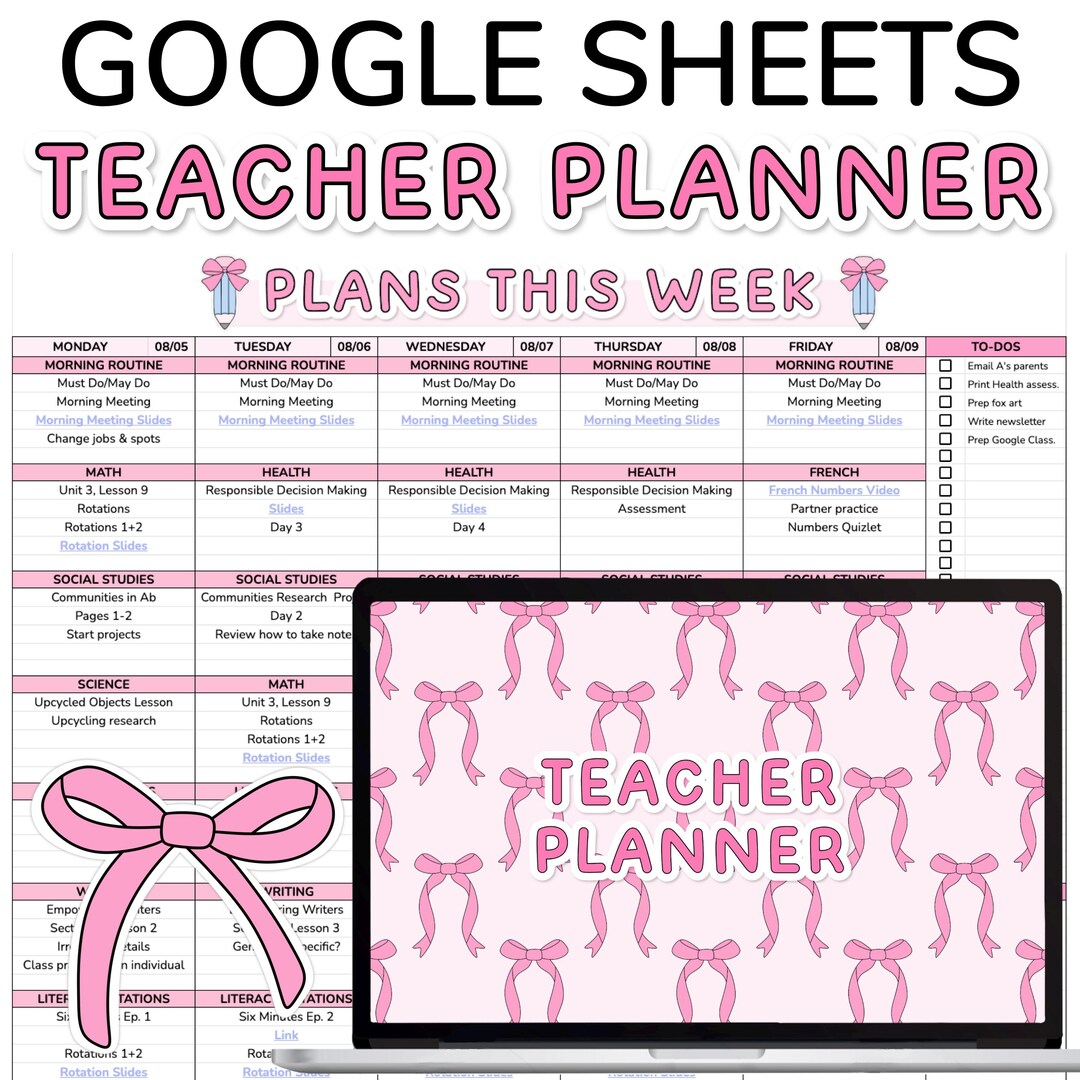 Digital Teacher Planner | A Girlie Coquette Google Sheets Teacher ...