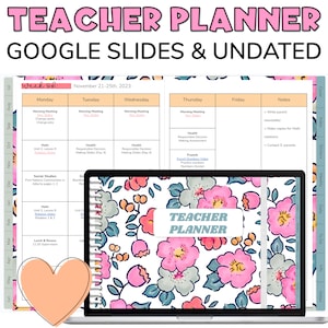 Floral Google Slides Teacher Planner | Undated Digital Teacher Planner ...