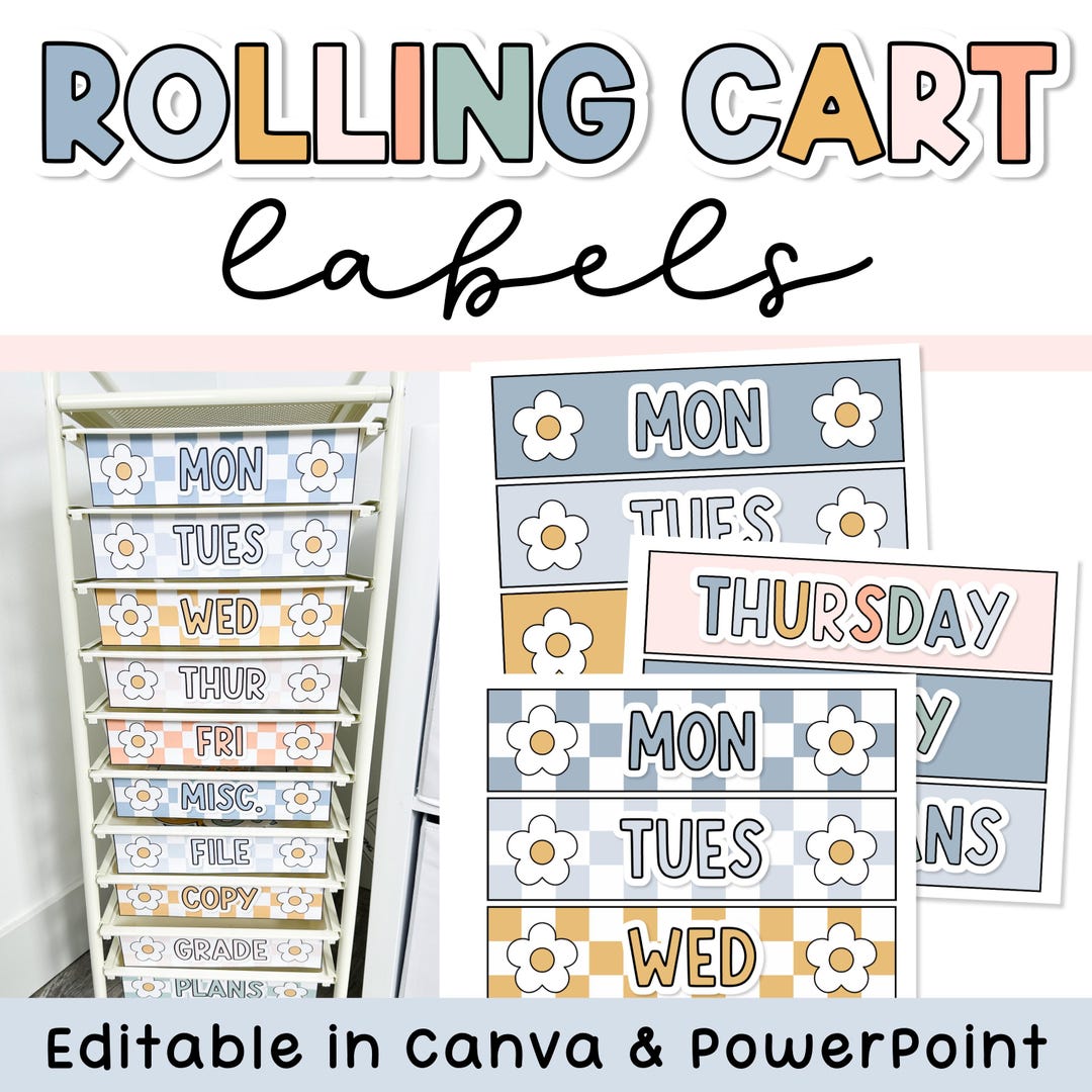 Boho Classroom Rolling Carts Labels - Printable and Editable Matches ...