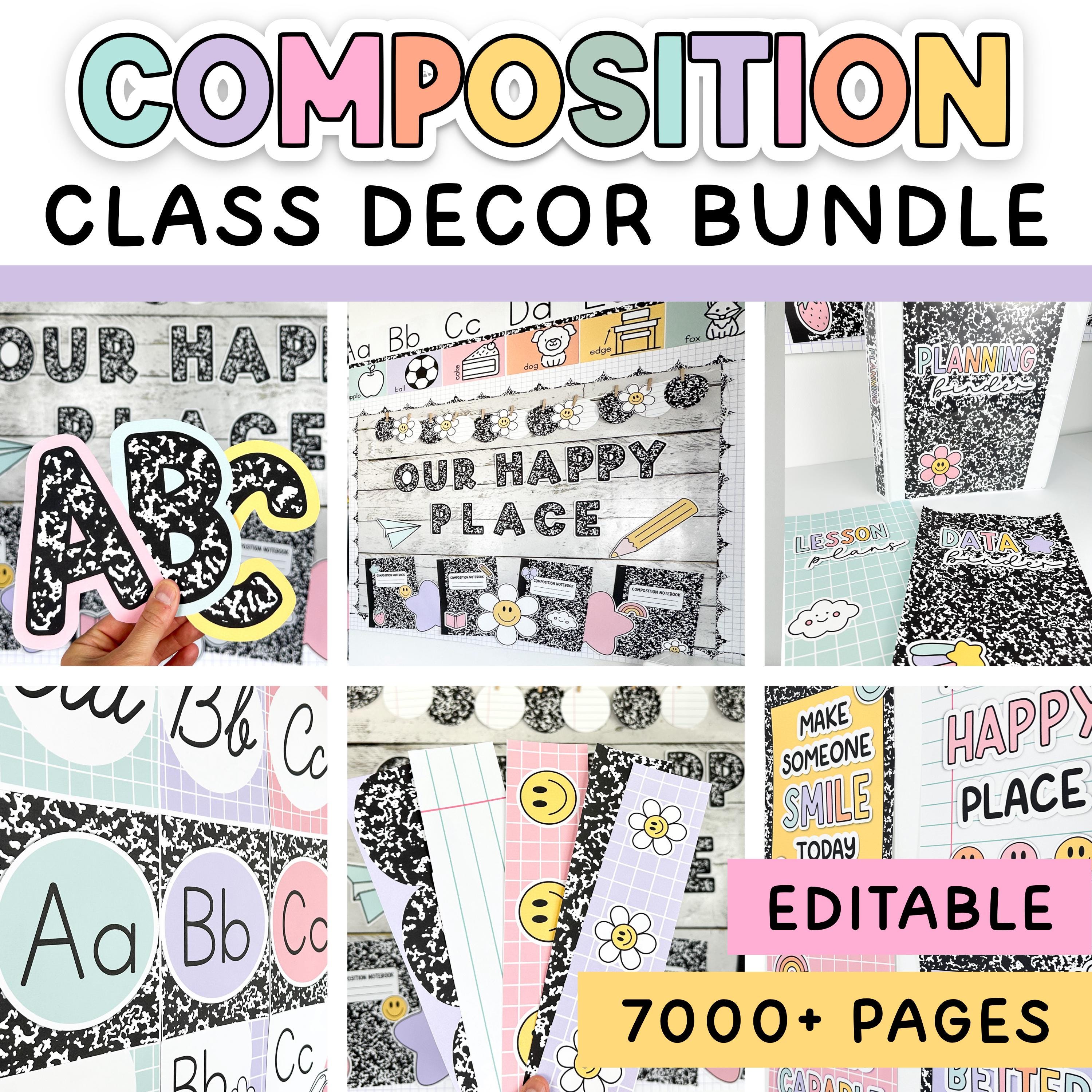 Black And White Composition Notebook Composition Book Classroom Decor ...