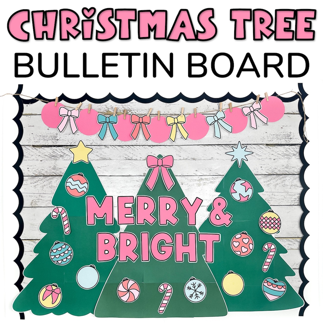 Christmas Bulletin Board Kit With Christmas Trees, Christmas Lights ...