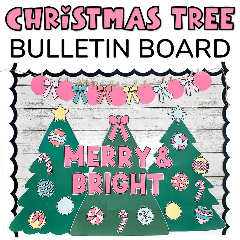 Christmas Bulletin Board Kit With Christmas Trees, Christmas Lights ...
