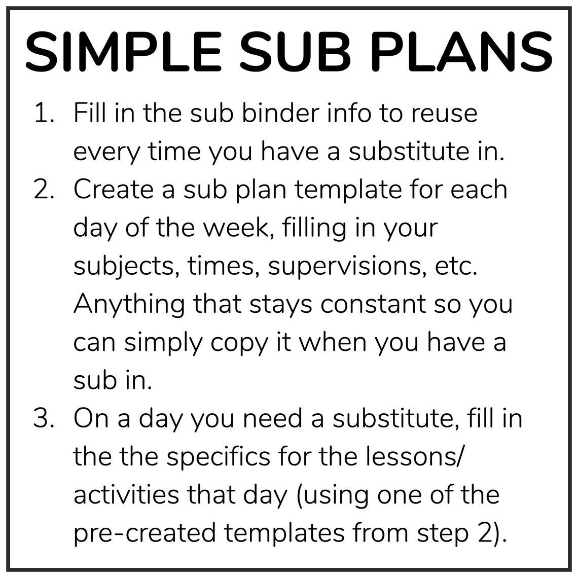 Sub Binder With Substitute Teacher Info and Substitute Plans - Etsy