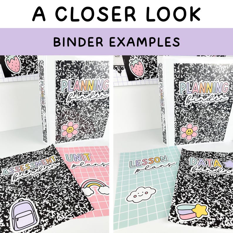 Editable Binder Covers and Spines for Pastel & Composition Notebook ...