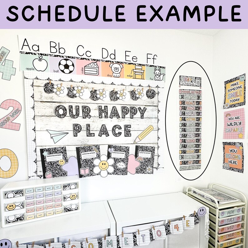 Daily Schedule Cards - Editable Visual Schedule Matches Composition ...