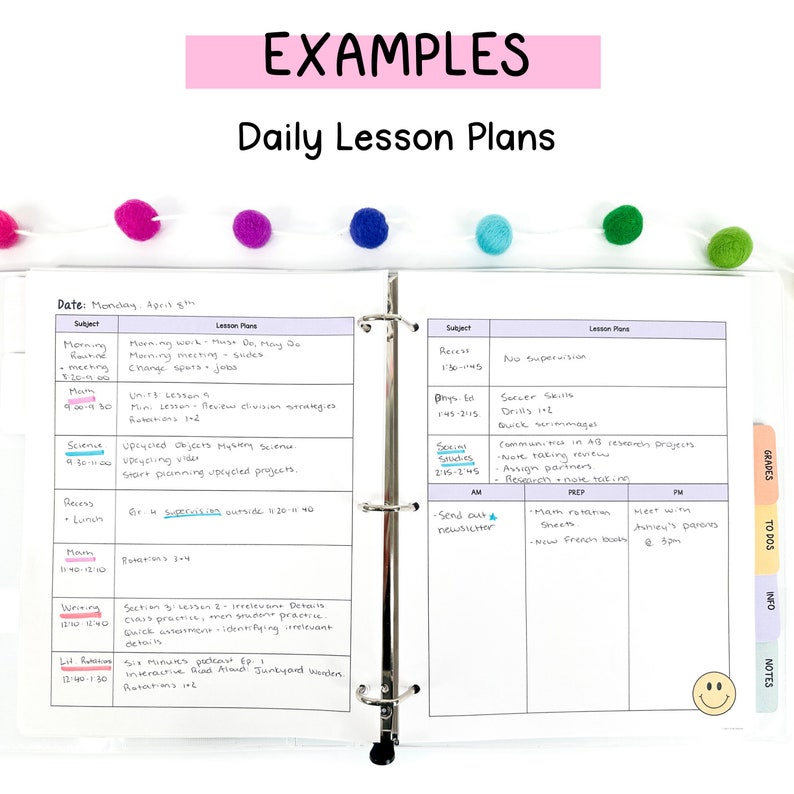 Teacher Planner Printable Undated Teacher Lesson Planner, Gradebook ...