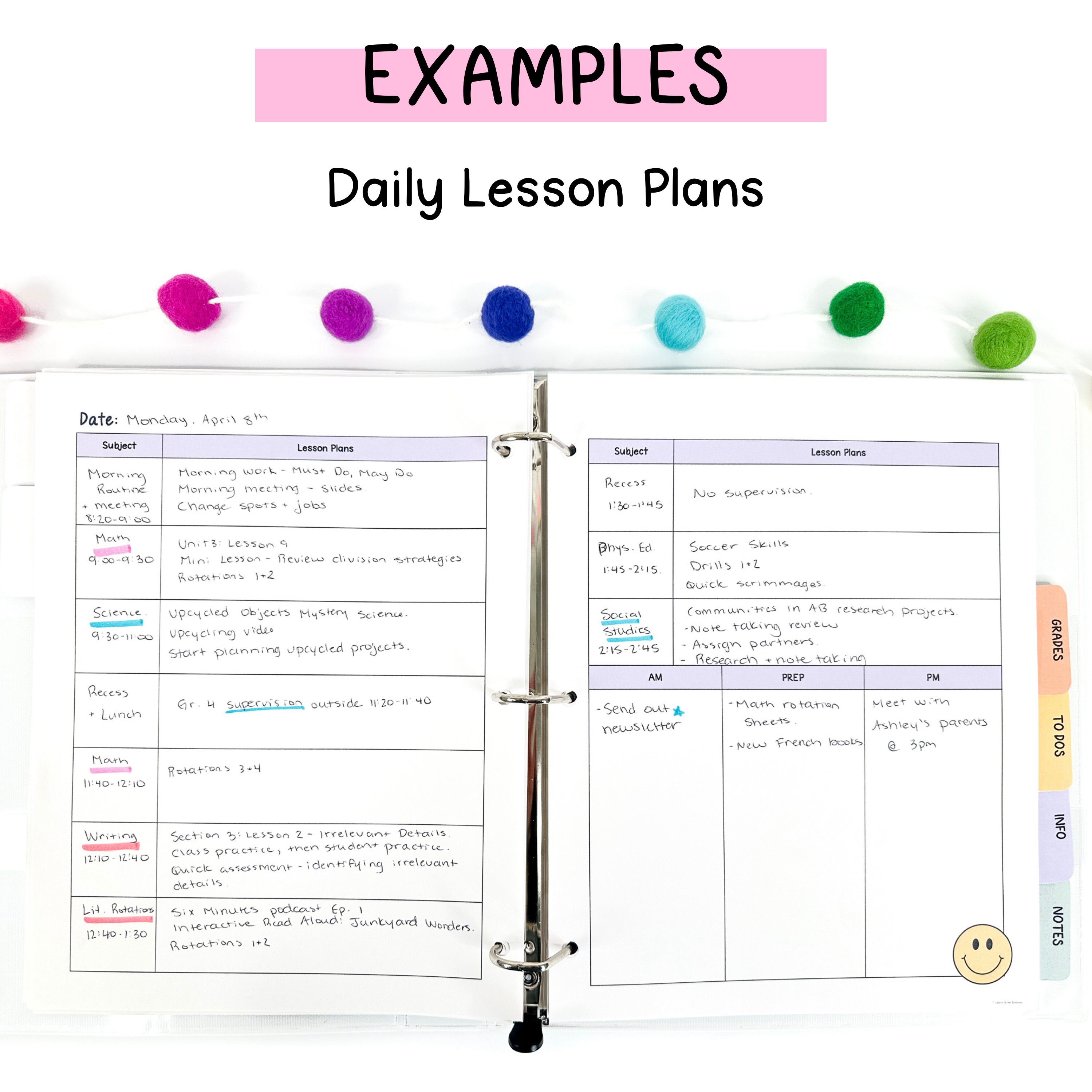 Teacher Planner Printable Undated Teacher Lesson Planner, Gradebook ...