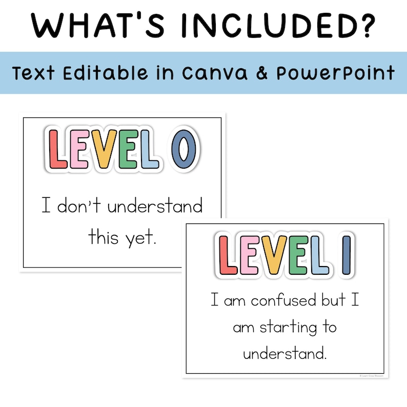 Editable Levels of Understanding Posters for Composition Notebook and ...