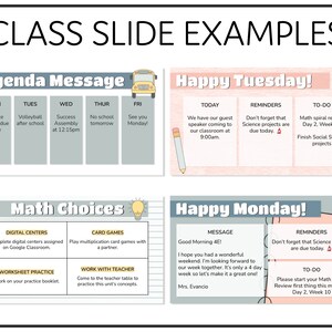 Classroom Slide Templates for Teachers Including Morning Slides, Agenda ...