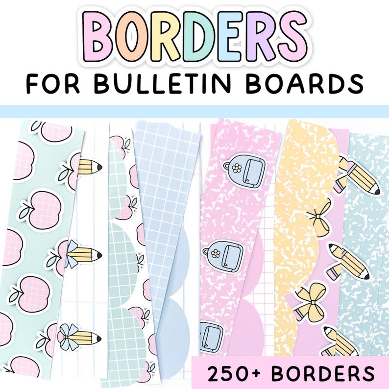 Pastel Printable Bulletin Board Borders for Composition Notebook ...