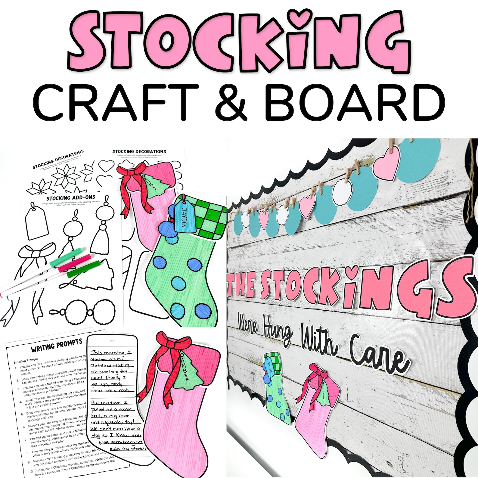 Christmas Stocking Craft to Create a Stocking Christmas Bulletin Board ...