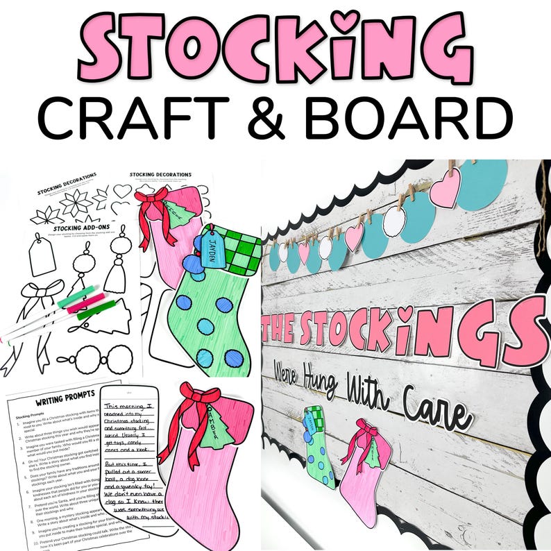Christmas Stocking Craft to Create a Stocking Christmas Bulletin Board ...