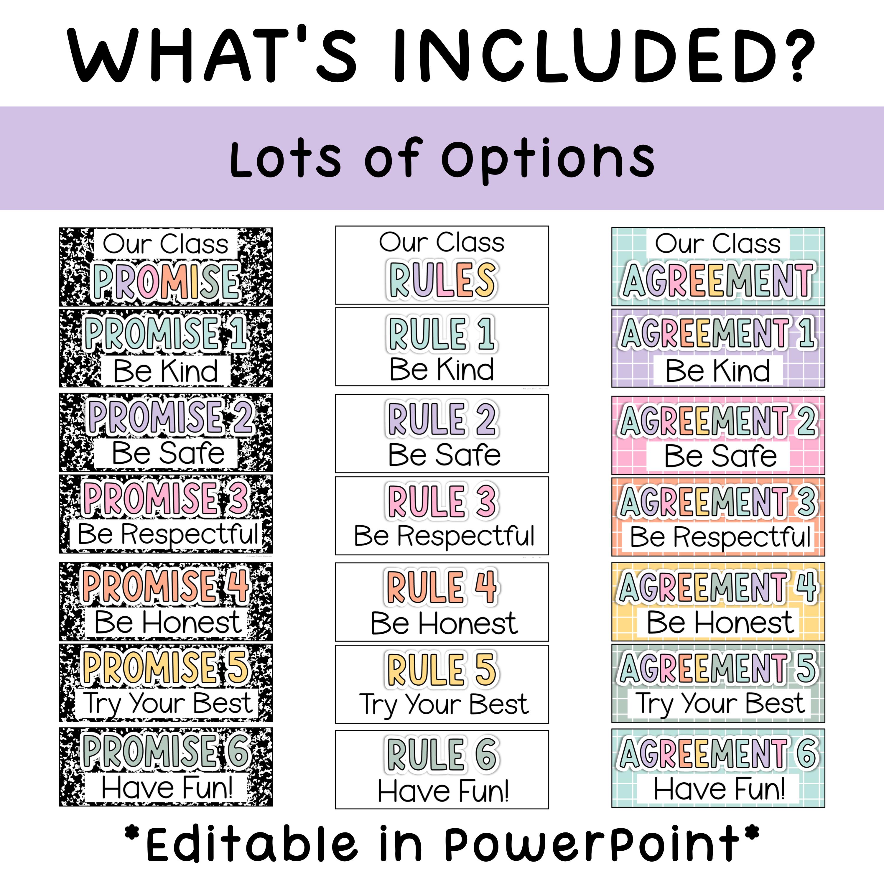 Composition Classroom Agreements, Our Class Promise, Norms, Rules ...