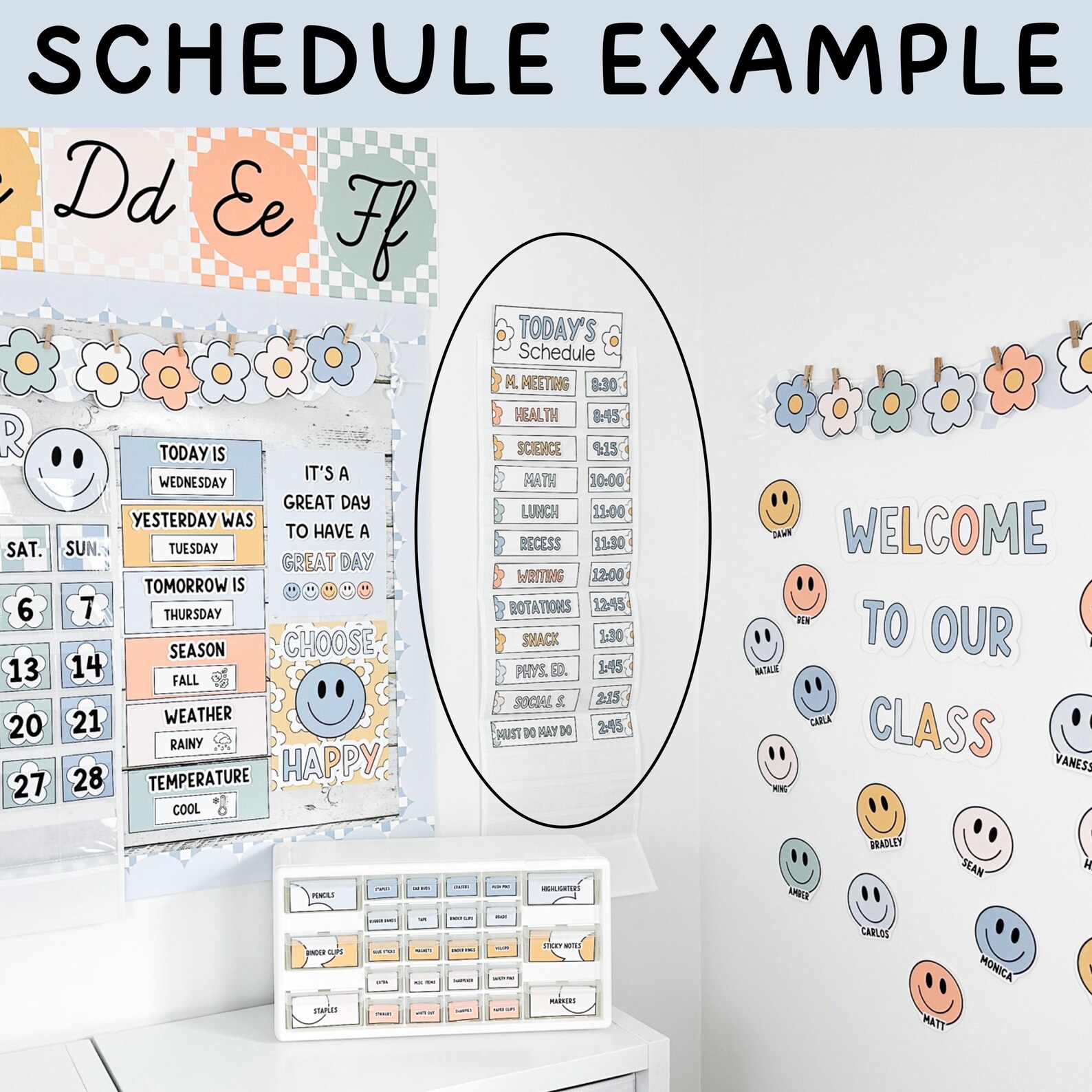 Boho Daily Schedule Cards - Editable Visual Schedule & Class Schedule ...