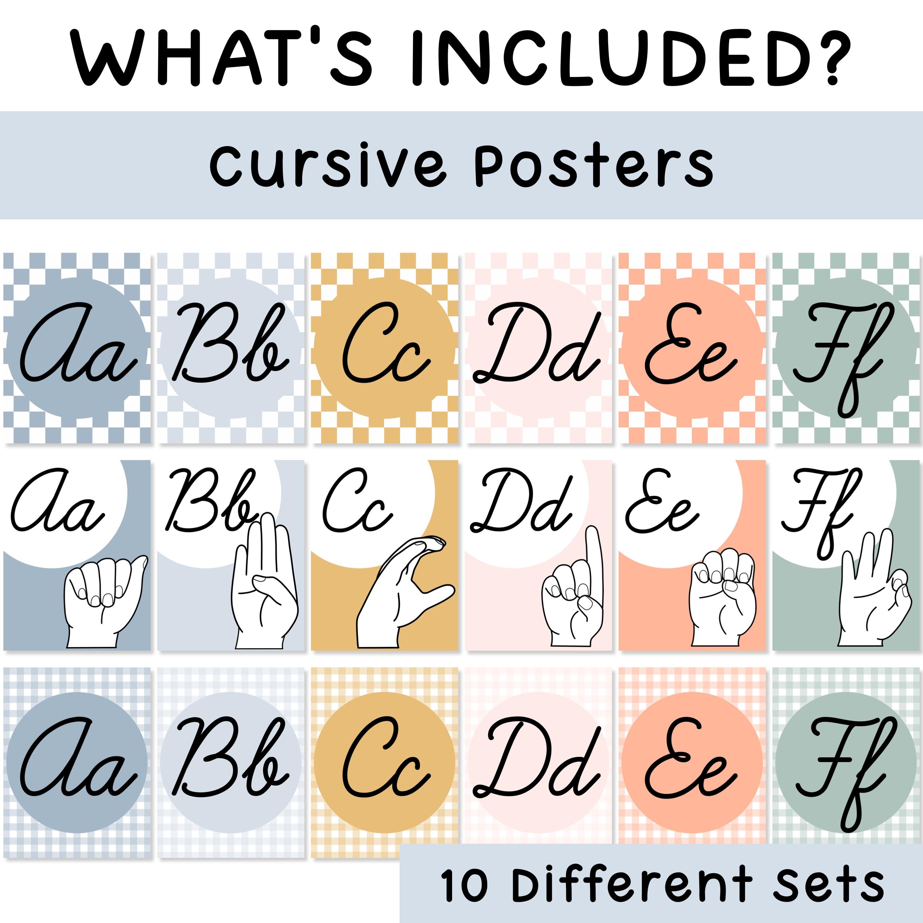 Boho Alphabet Posters & Cursive Alphabet Posters Including ASL Alphabet ...