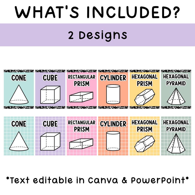 Composition Notebook 2D and 3D Shapes Posters - Editable for Pastel ...