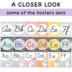 Alphabet Posters and Cursive Alphabet Posters for Composition Notebook ...