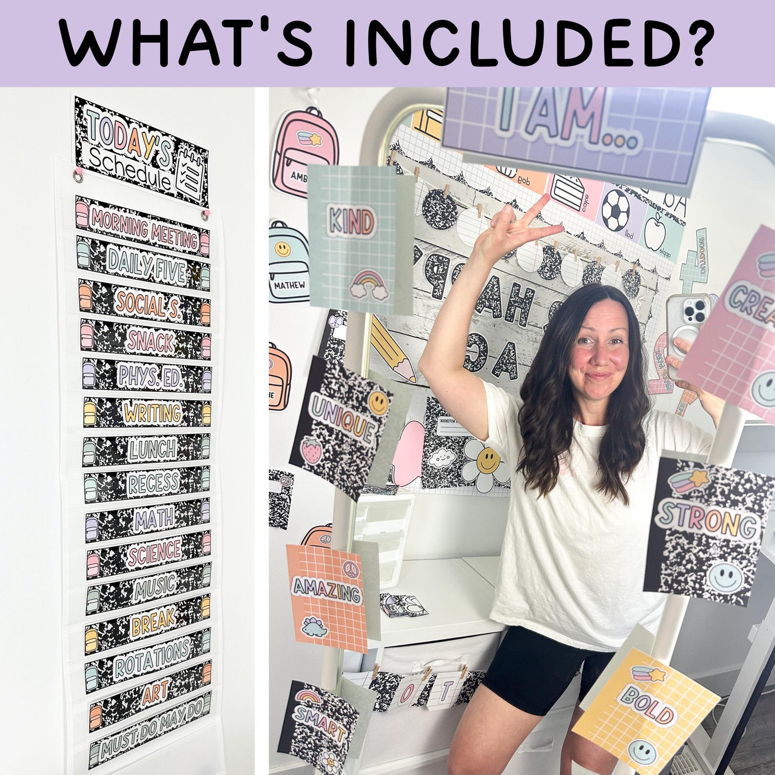 Composition Notebook Classroom Decor Bundle & Pastel Classroom Decor ...