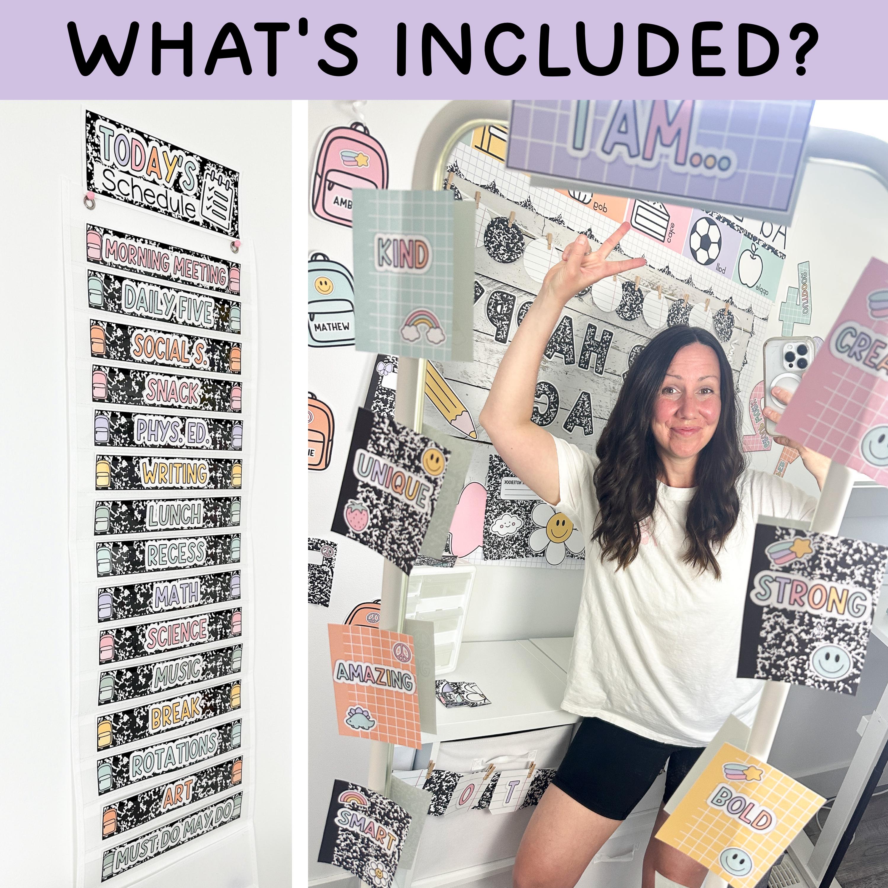 Composition Notebook Classroom Decor Bundle & Pastel Classroom Decor ...