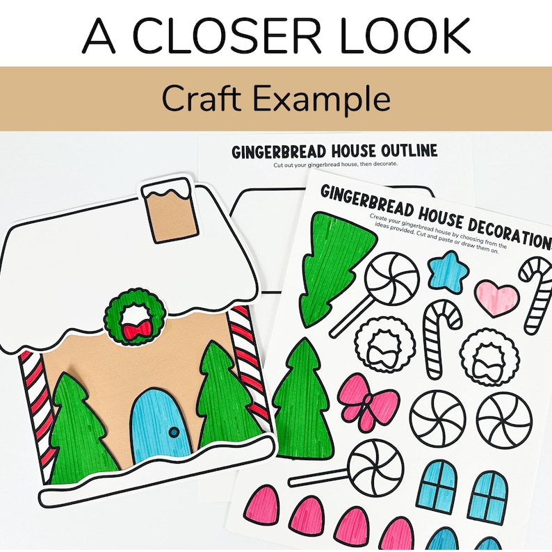 Gingerbread House Craft to Co-create a Christmas Bulletin Board, Winter ...