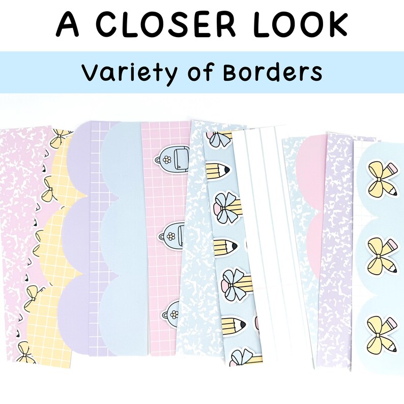 Pastel Printable Bulletin Board Borders for Composition Notebook ...