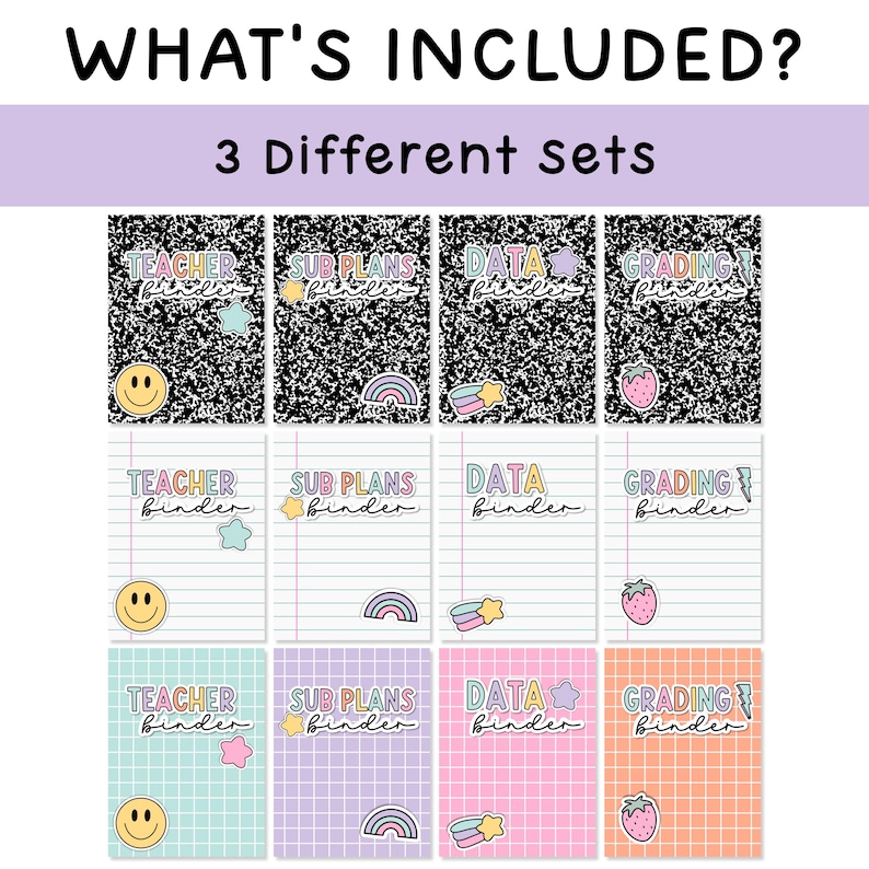 Editable Binder Covers and Spines for Pastel & Composition Notebook ...