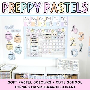 Preppy Pastel Classroom Decor Bundle & Composition Notebook Classroom ...