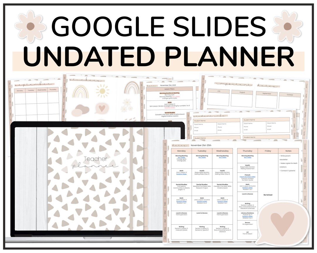 Boho Teacher Planner Google Slides Teacher Planner Neutral - Etsy
