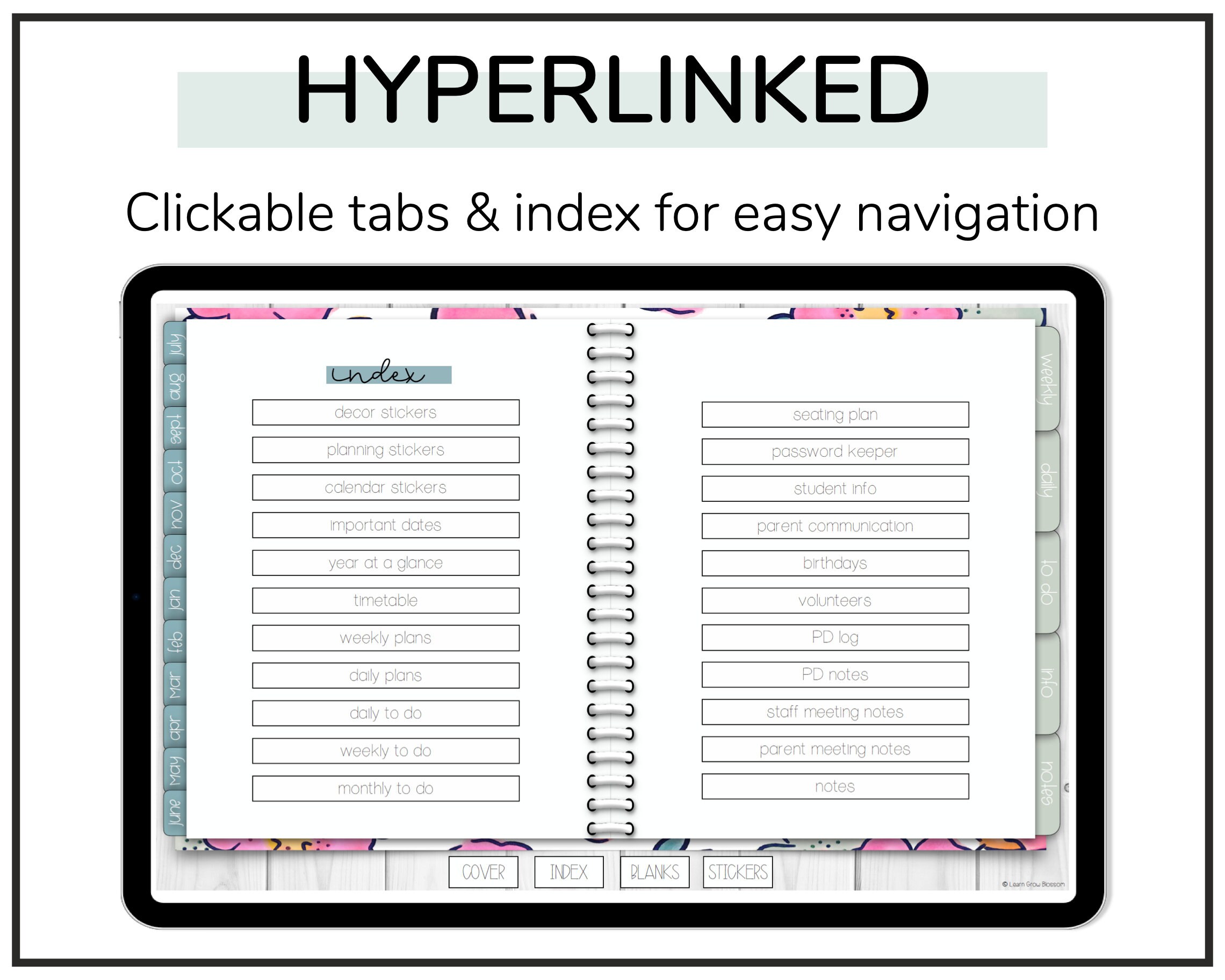 Floral Goodnotes Teacher Planner Undated iPad Teacher Planner Digital ...