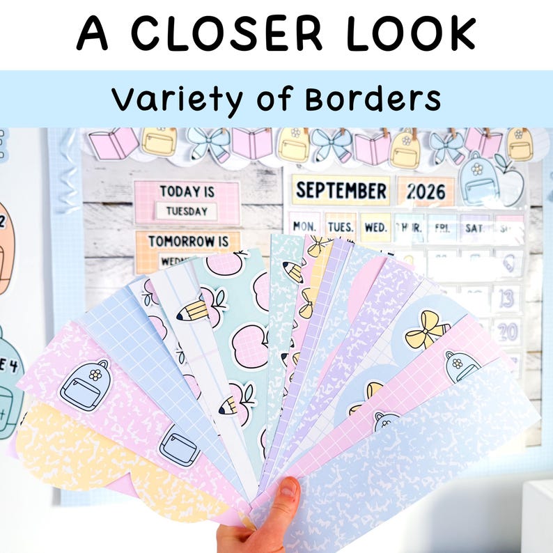 Pastel Printable Bulletin Board Borders for Composition Notebook ...