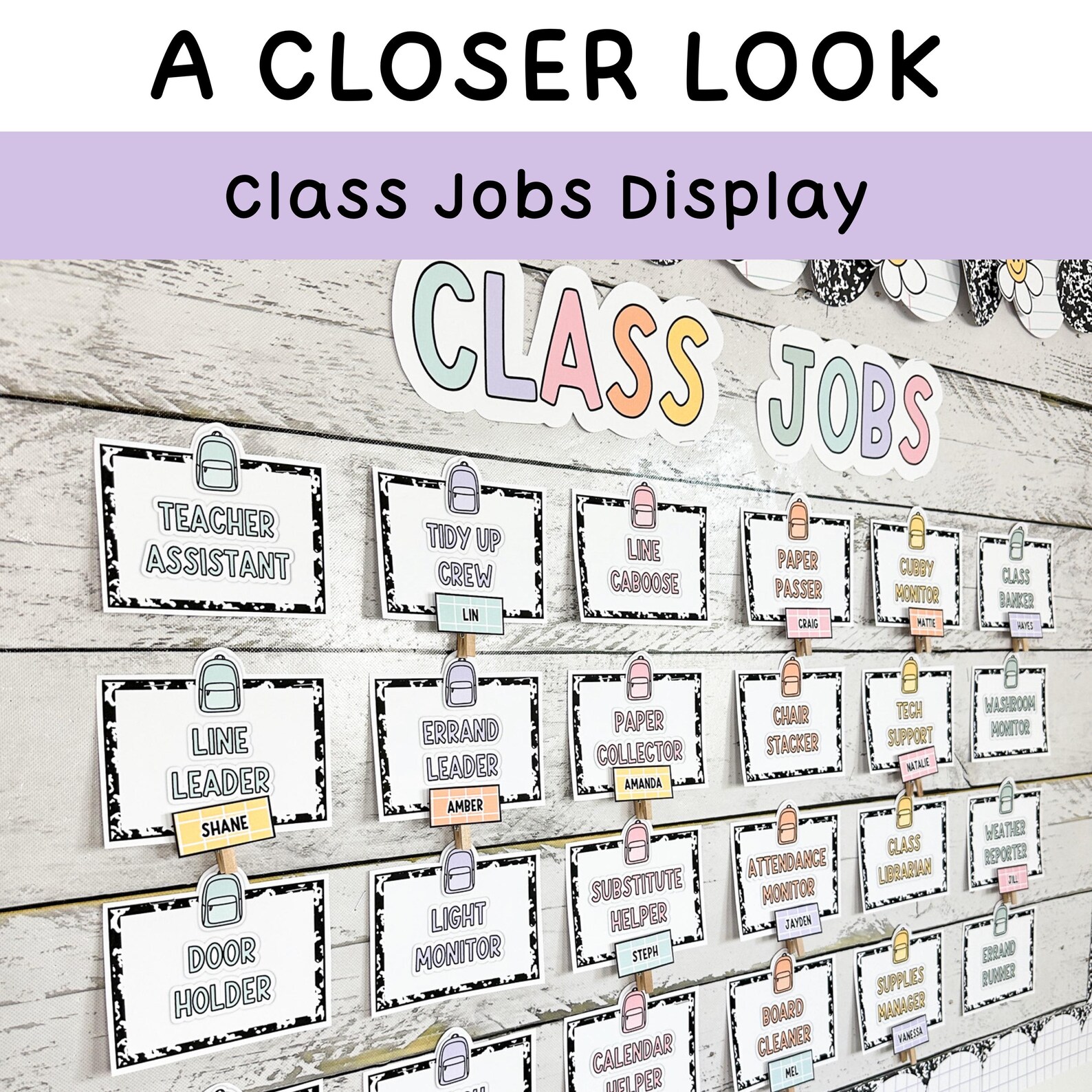 Composition Notebook Decor Class Jobs Editable & Classroom Job ...