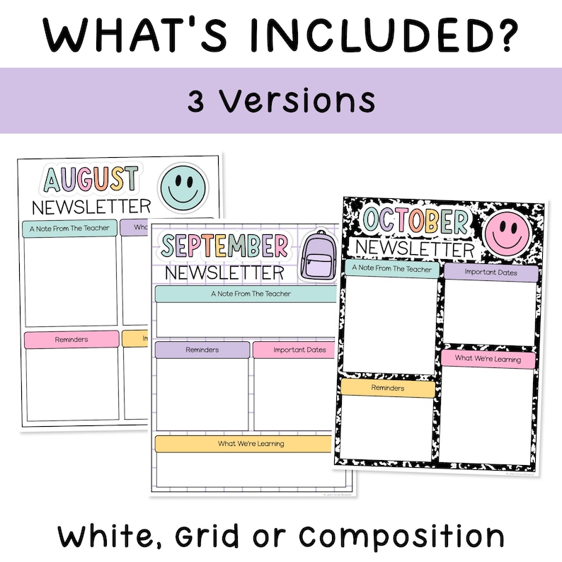 Composition Notebook Weekly and Monthly Newsletter Template - Editable ...