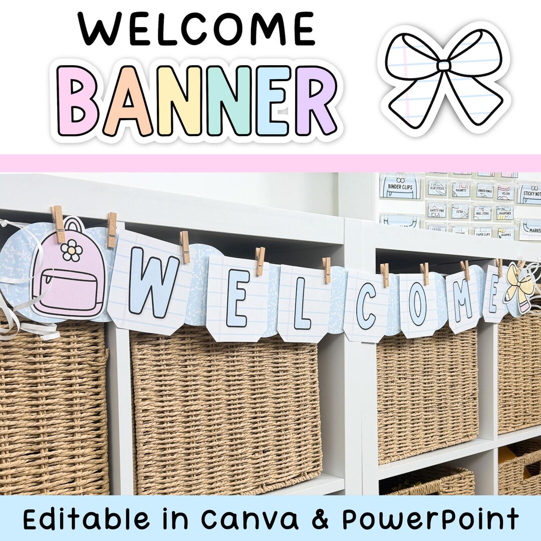 Pastel Classroom Decor Welcome Banner With Editable Banner Letters for ...