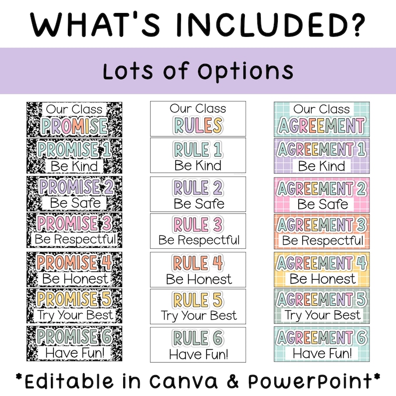 Composition Classroom Agreements, Our Class Promise, Norms, Rules ...
