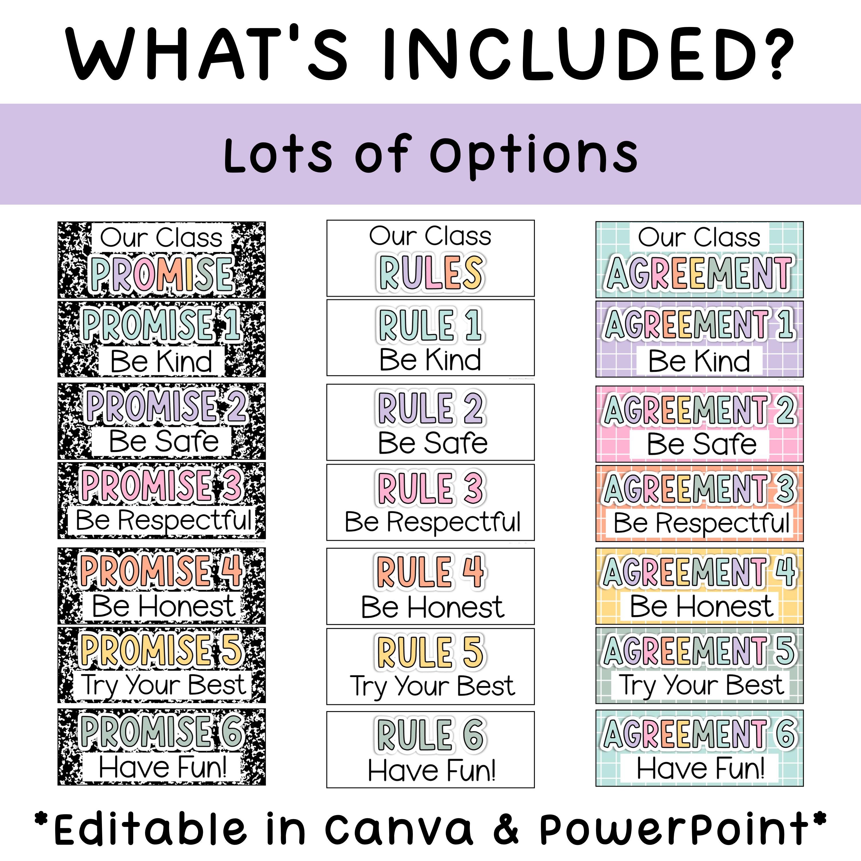 Composition Classroom Agreements, Our Class Promise, Norms, Rules ...