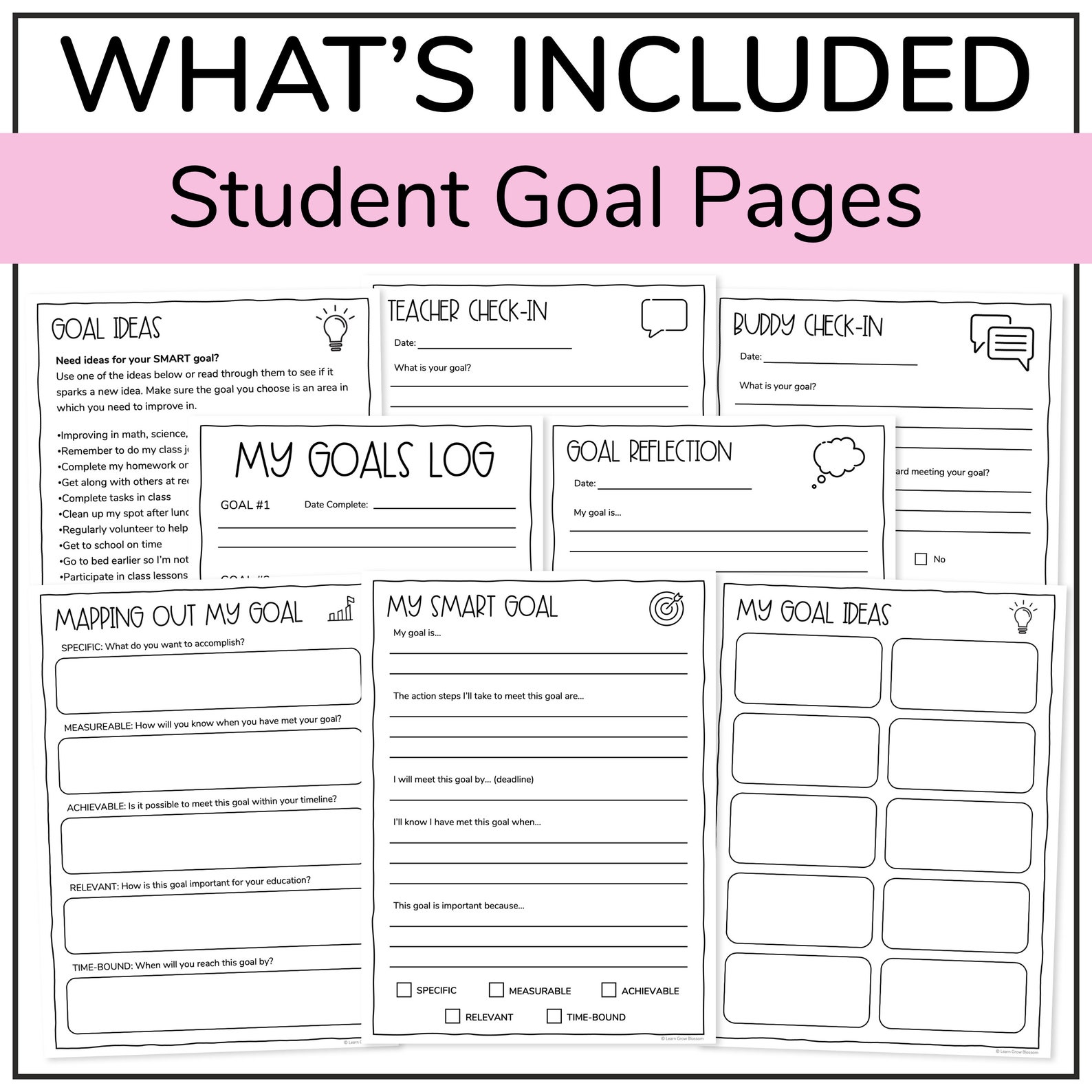 Student Goal Setting Kit: Goals Bulletin Board, Student SMART Goal ...