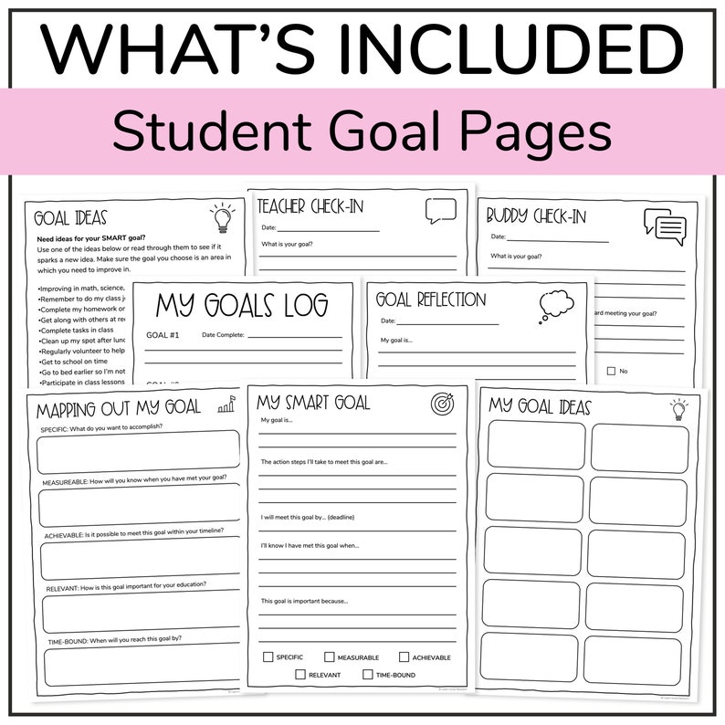 Student Goal Setting Kit: Goals Bulletin Board, Student SMART Goal ...