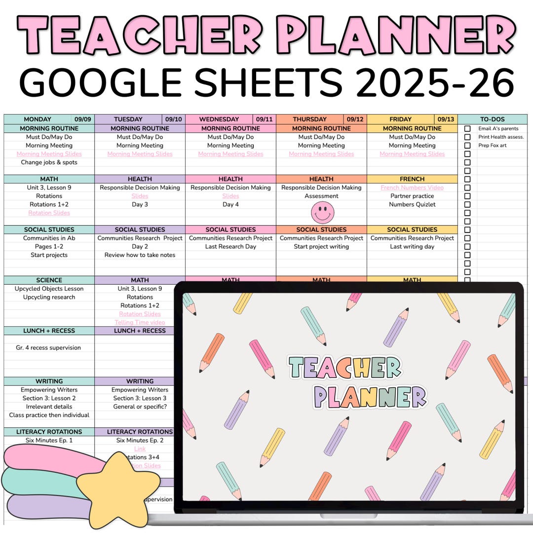 Digital Teacher Planner | Google Sheets Teacher Planner 2025-2026 - Etsy
