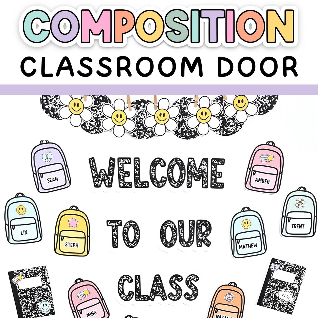 Back to School Door Decorations for Pastel & Composition Notebook ...