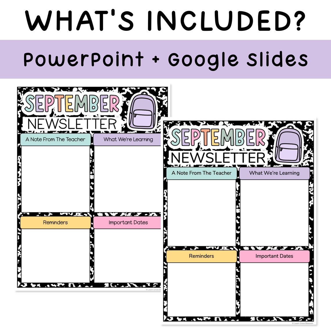 Composition Notebook Weekly and Monthly Newsletter Template - Editable ...