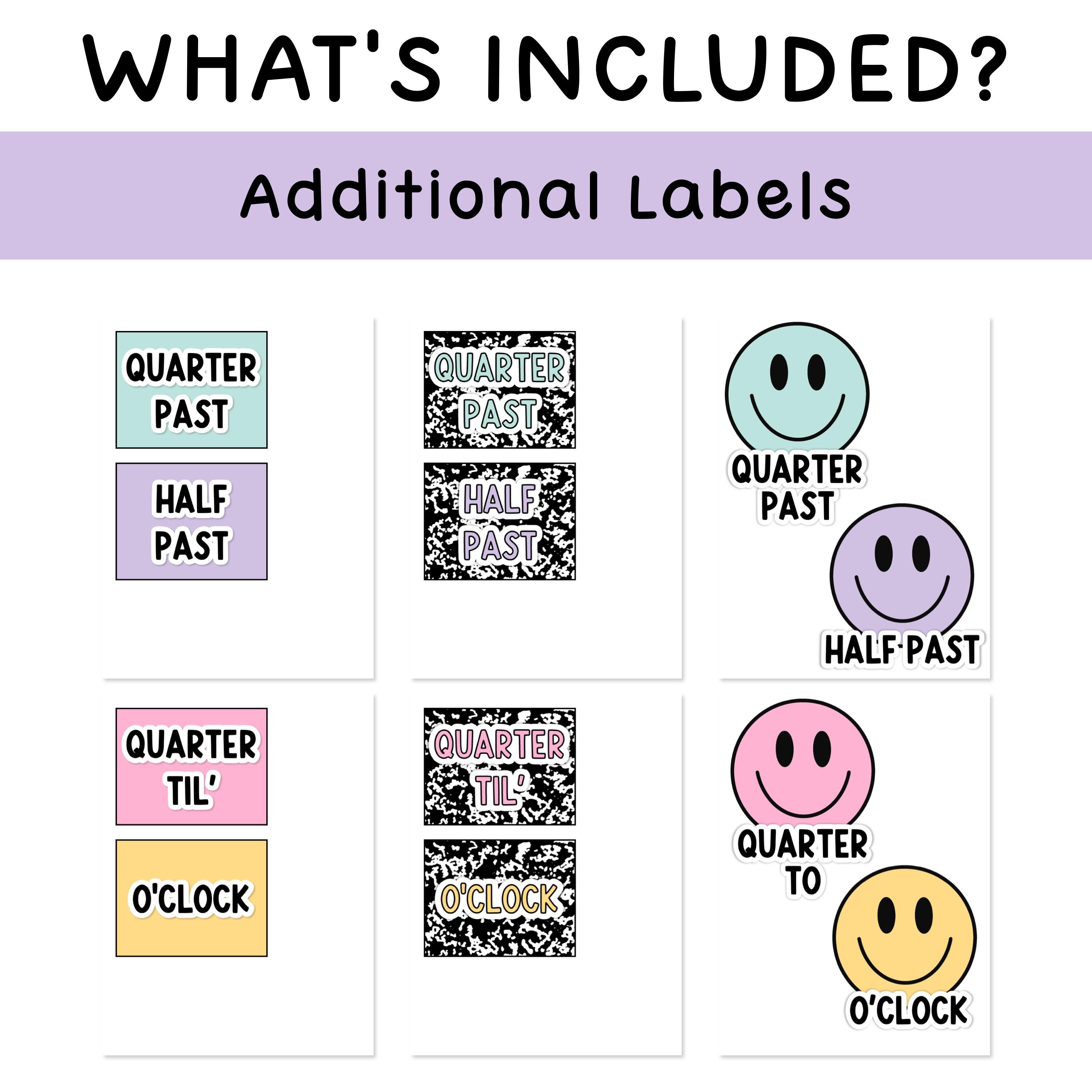 Composition Notebook Clock Labels & Clock Number Labels for Pastel and ...