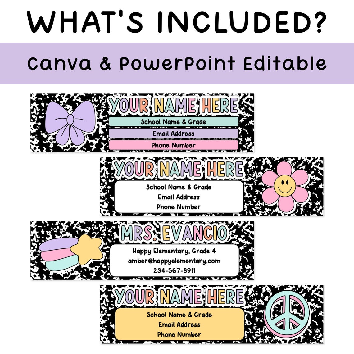 Email Signature for Teacher for Composition Notebook Classroom Decor ...