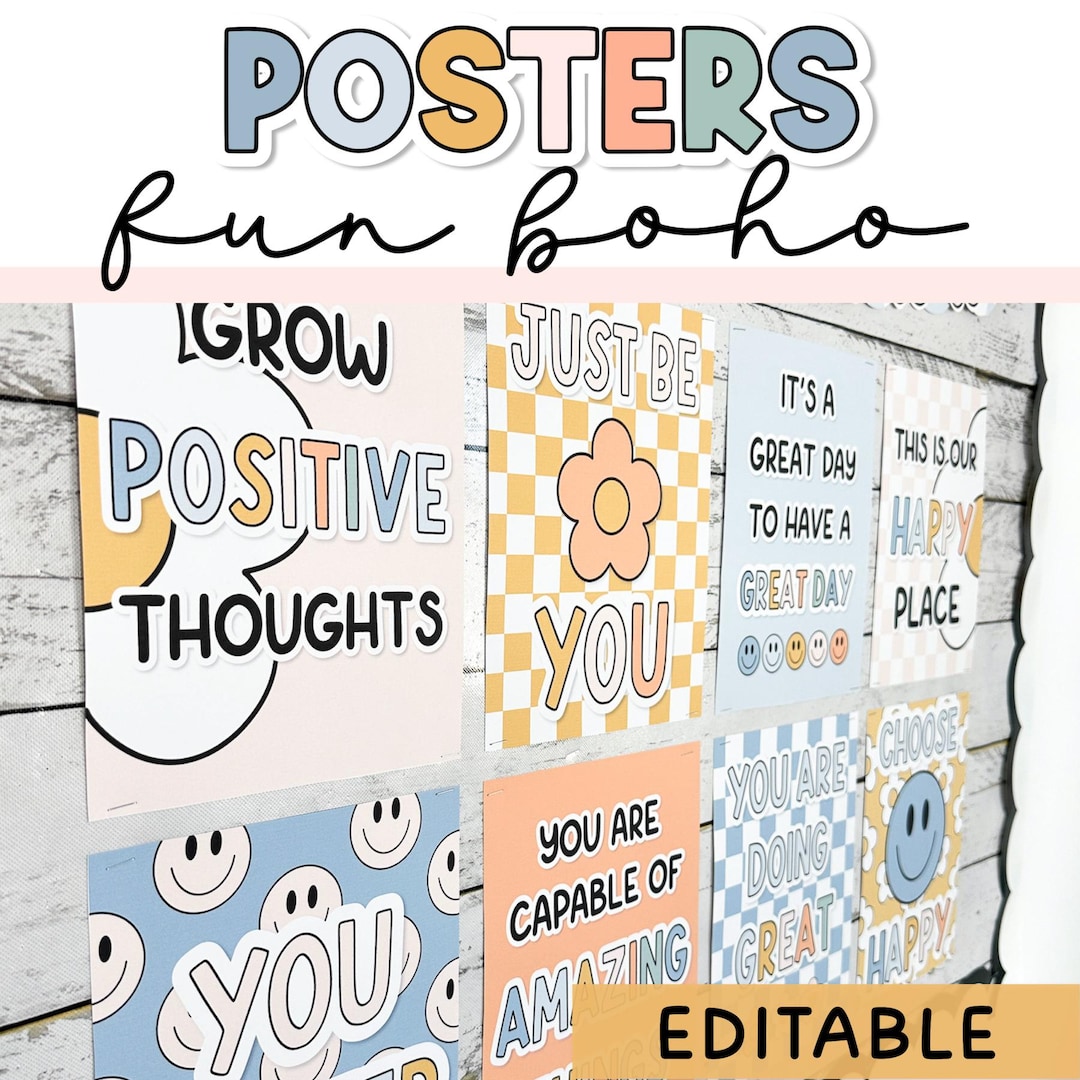 Boho Posters - Editable Classroom Posters for Modern Boho Classroom ...